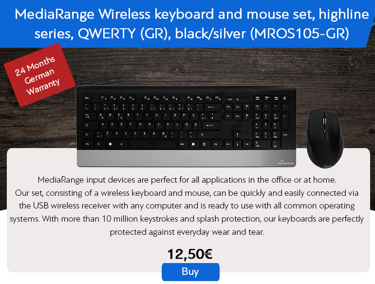 ACI Hellas-MediaRange Wireless Keyboard & Mouse Combo Highline Series ...