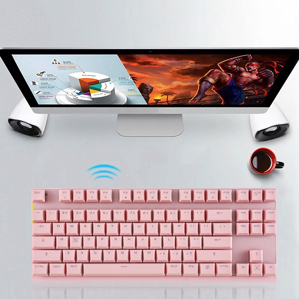 Motospeed GK82 Pink Wireless Mechanical Keyboard Blue Switch GR Layout ...